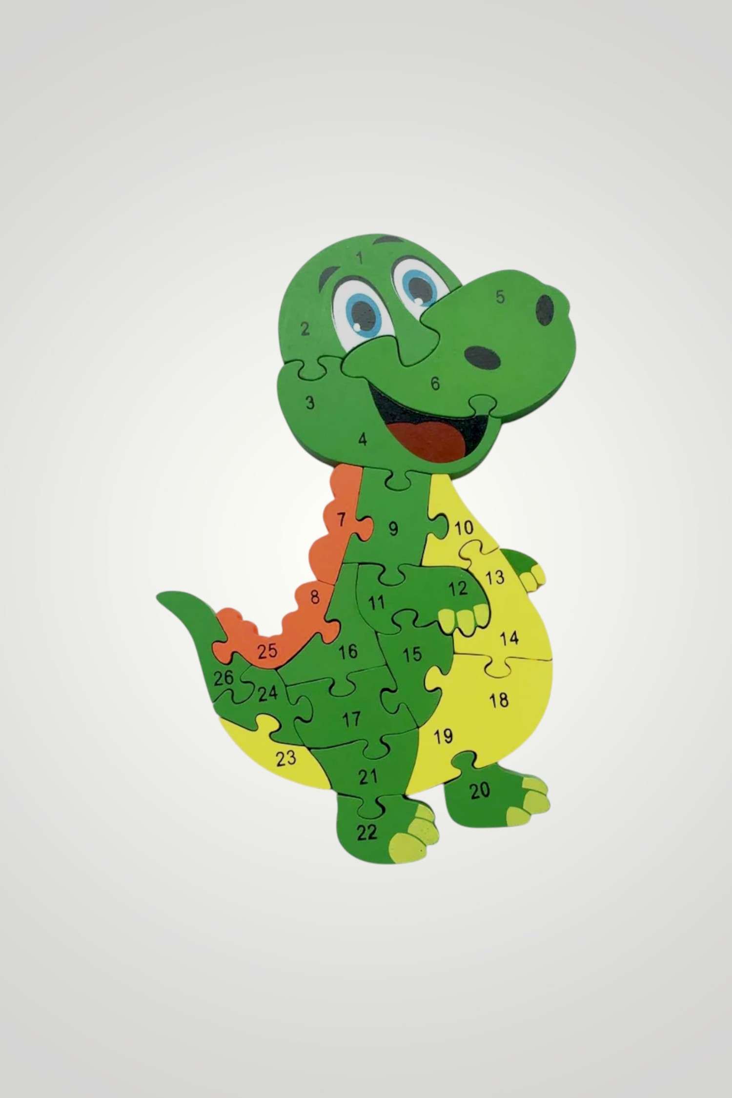 PUZZLE LEMN COLORAT - DINO VERDE - L&A - Engros Artizanate